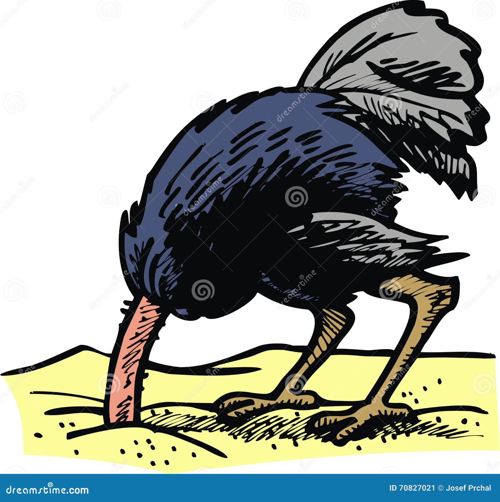 Struts Med Huvudet I Sanden Vektor Illustrationer - Illustration av ...