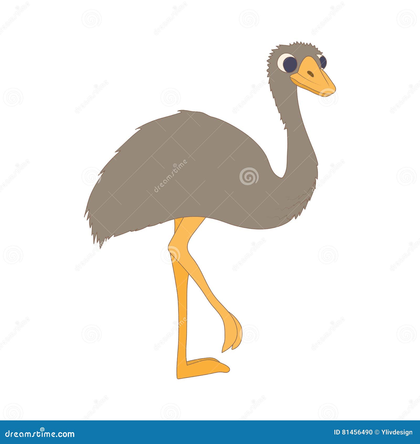 Strutssymbol, Tecknad Filmstil Vektor Illustrationer - Illustration av ...