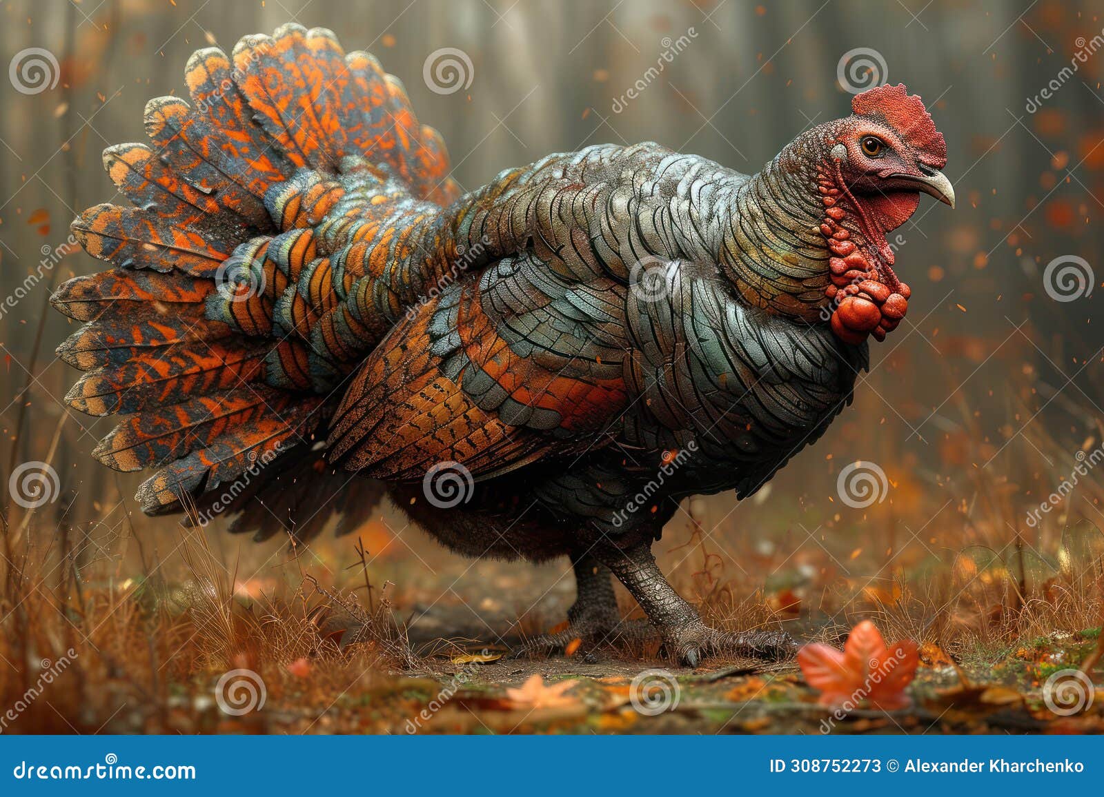Strutting Tom Turkey Extreme Closeup. Generative AI Stock Illustration ...