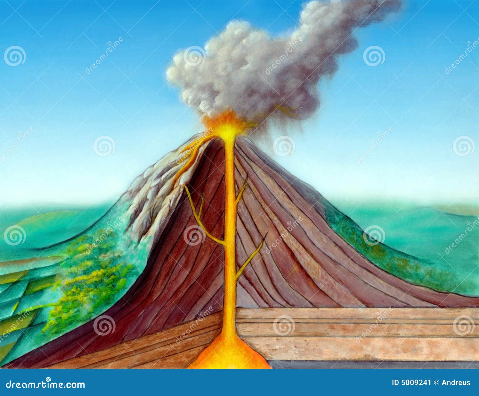 Struttura del vulcano illustrazione di stock. Illustrazione di farmland ...
