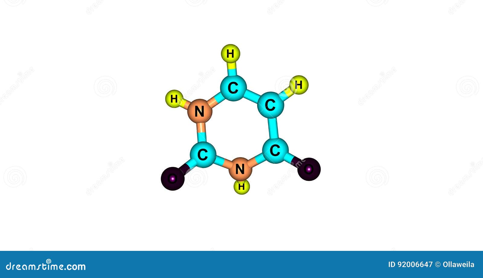 Struttura Molecolare Dell'uracile Isolata Su Bianco Illustrazione di ...