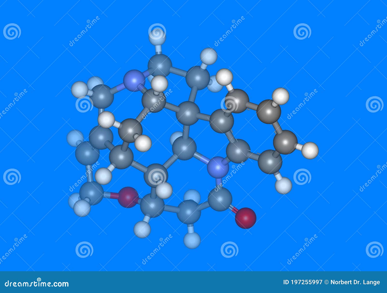 Strychnin molecular model stock illustration. Illustration of computer ...