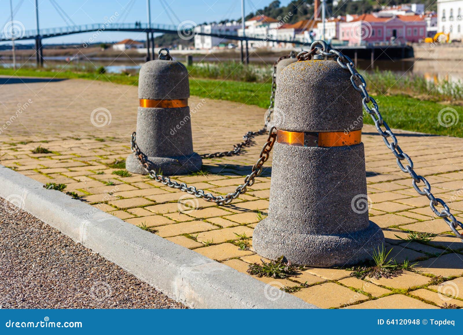 Stub Posts Linked in a Chain on a Quay Stock Photo - Image of ...
