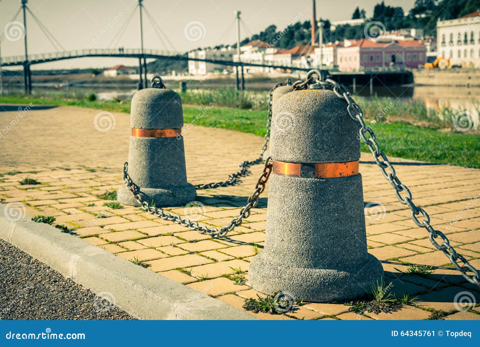 Stub Posts Linked in a Chain on a Quay Stock Image - Image of macro ...