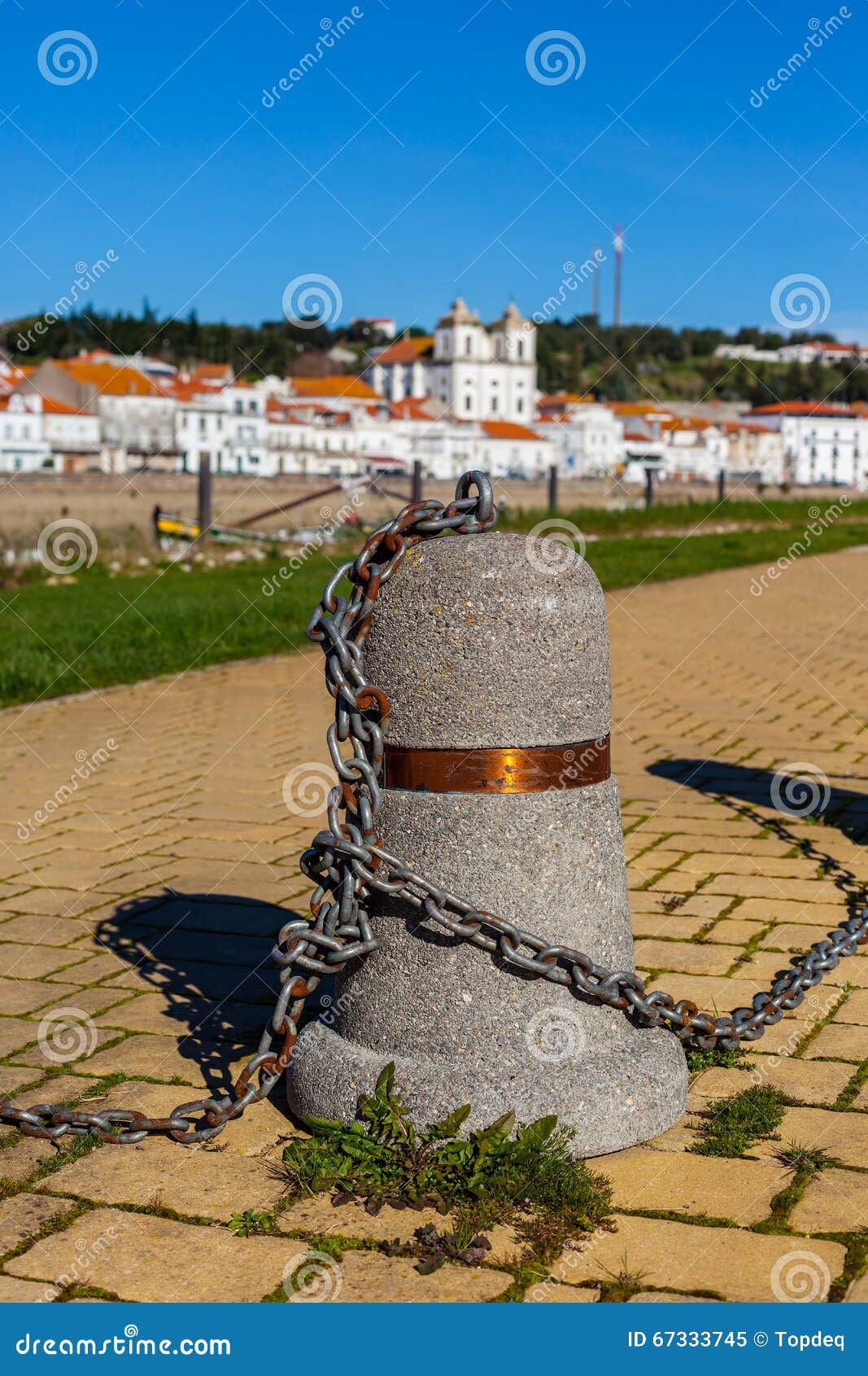 Stub Posts Linked in a Chain on a Quay Stock Image - Image of ...