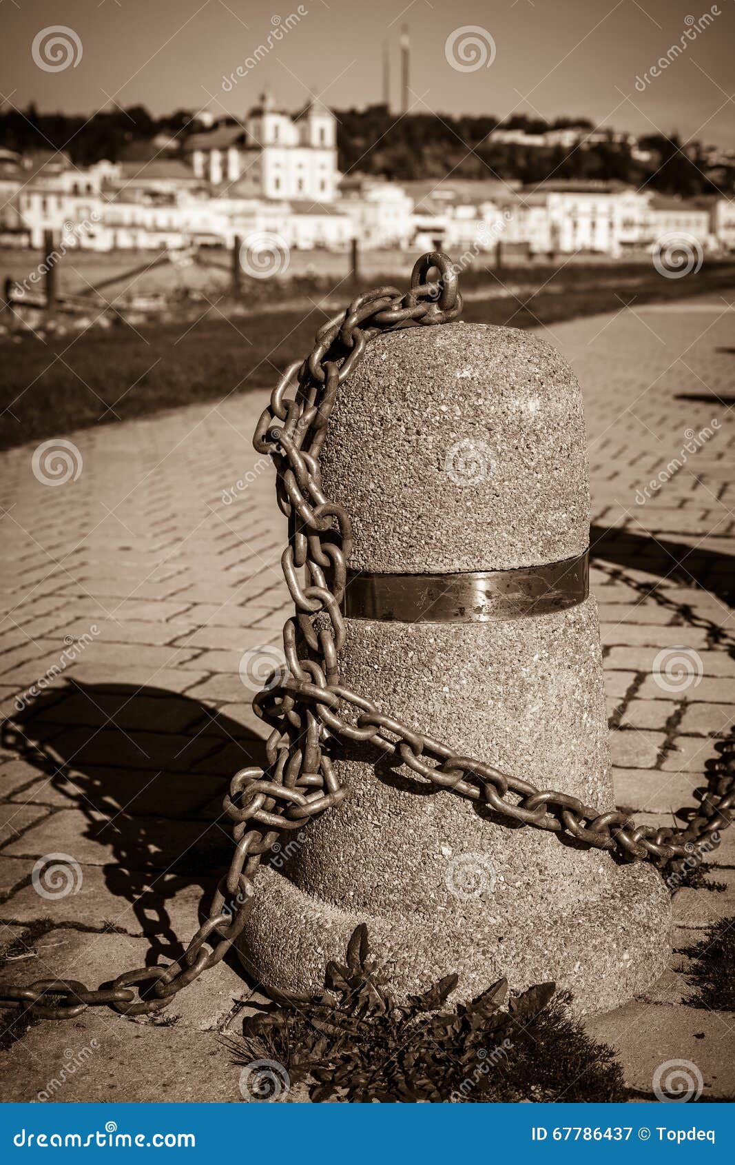 Stub Posts Linked in a Chain on a Quay Stock Image - Image of interest ...