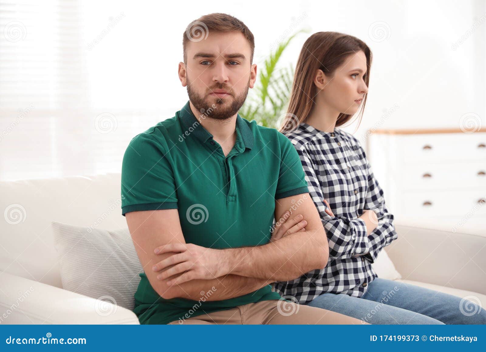 Stubborn Man and Woman with Problems in Relationship at Home Stock ...