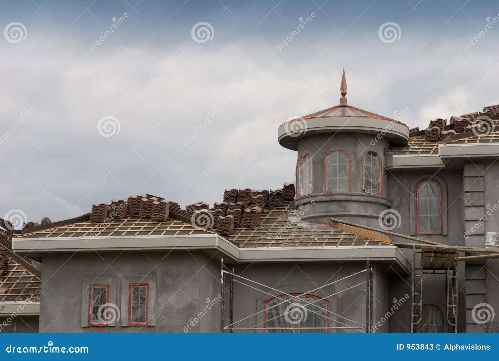 Stucco Construction Technique Stock Image - Image of scaffolding, clay ...