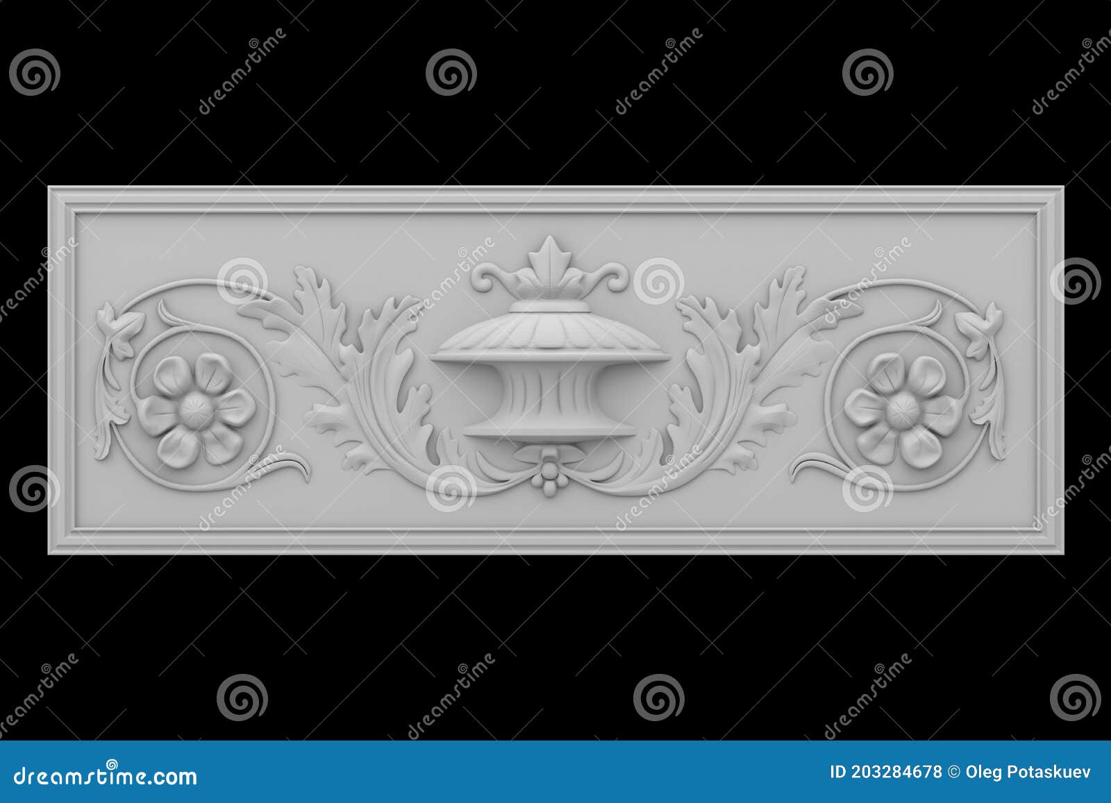 Stucco Moldings. Isolate on a Black Background. 3d Render. Stock ...