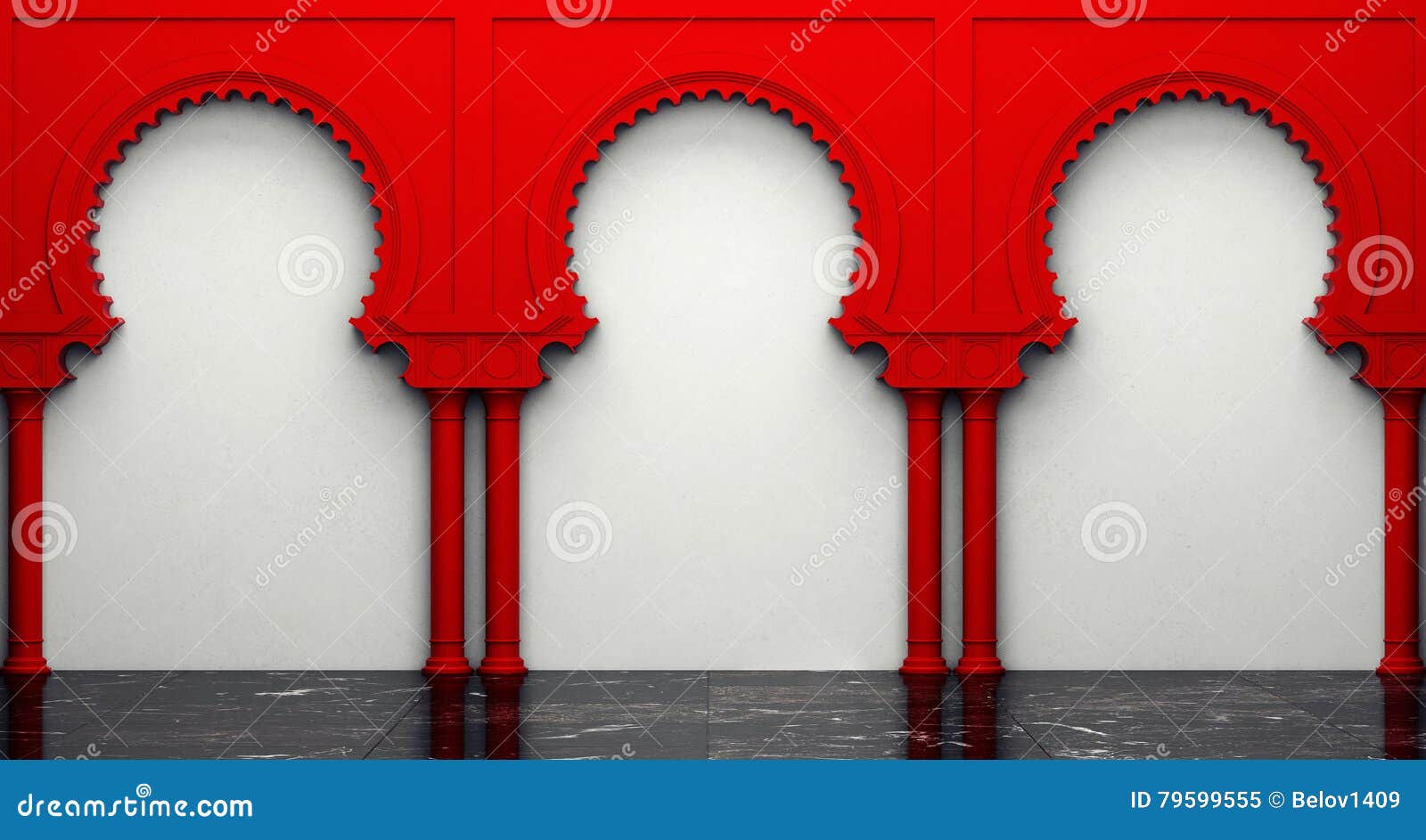 Stucco Wall and Marble Floor with Arches in Eastern Style Stock ...