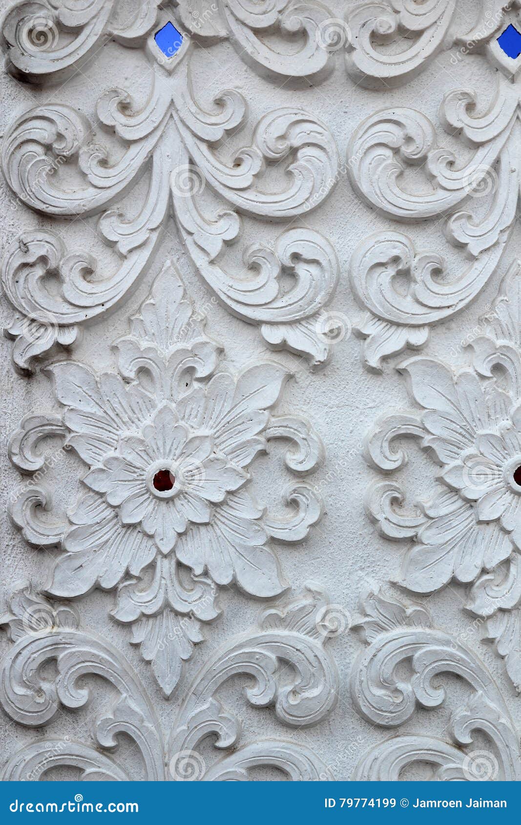 Stucco White Sculpture Decorative Pattern Wall Design Square Format ...