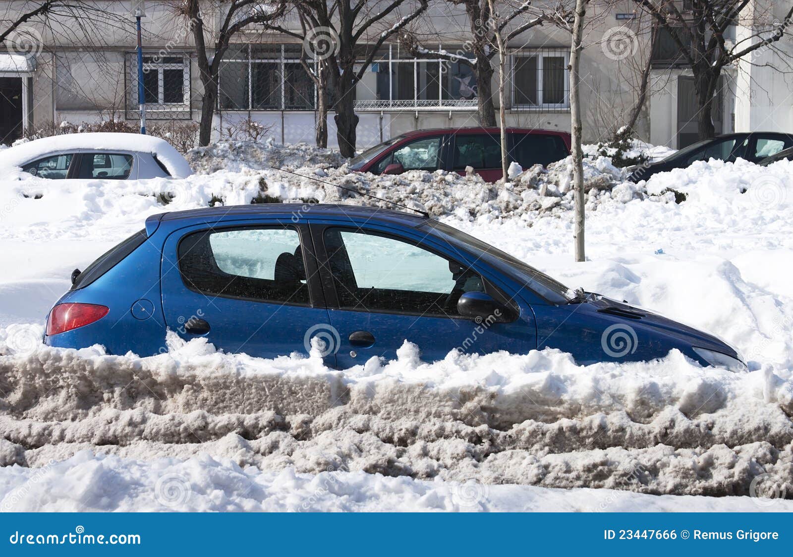 Stuck blue car stock photo. Image of cars, frozen, auto - 23447666