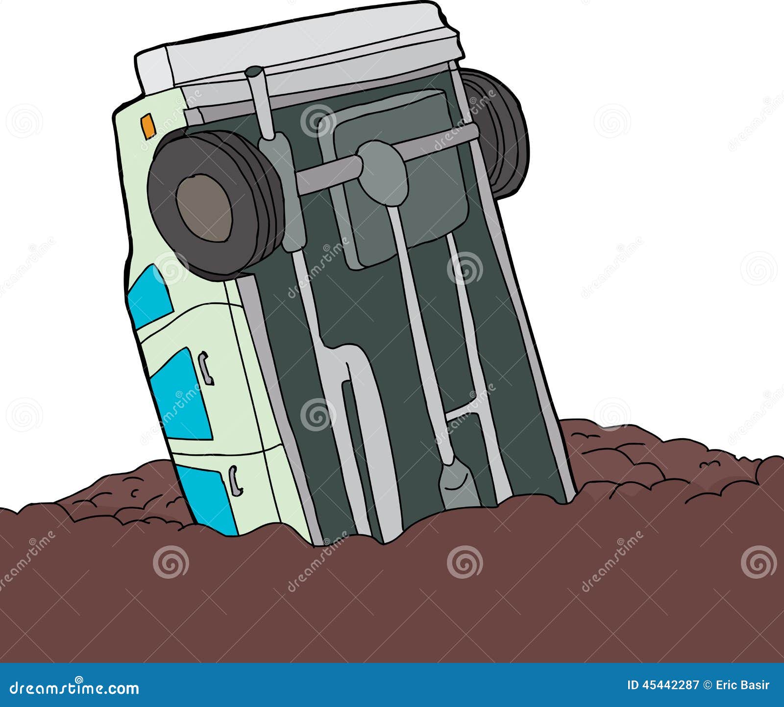 Stuck Car in Ground stock vector. Illustration of transportation - 45442287