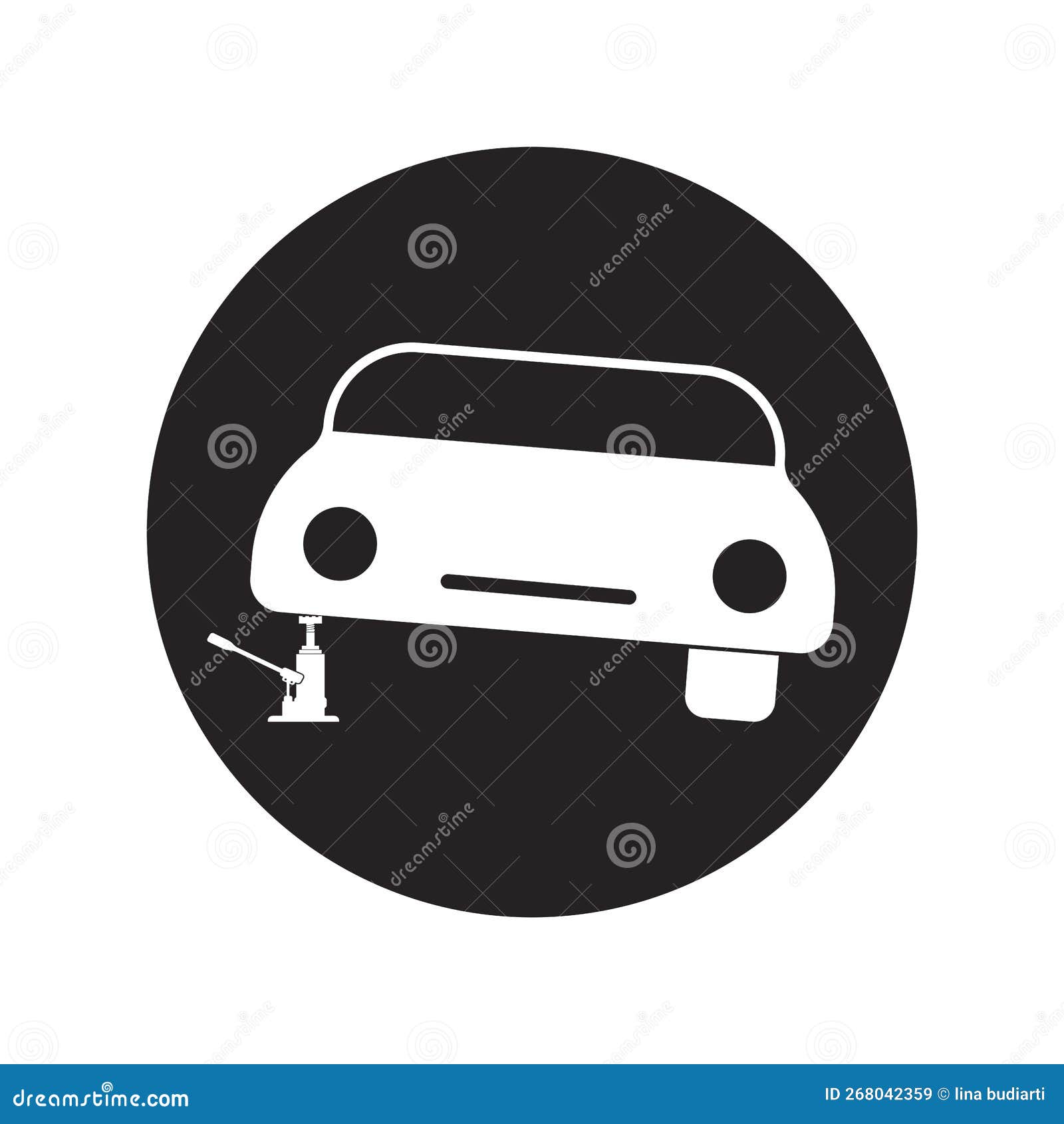 Stuck car icon with jack stock vector. Illustration of tracks - 268042359