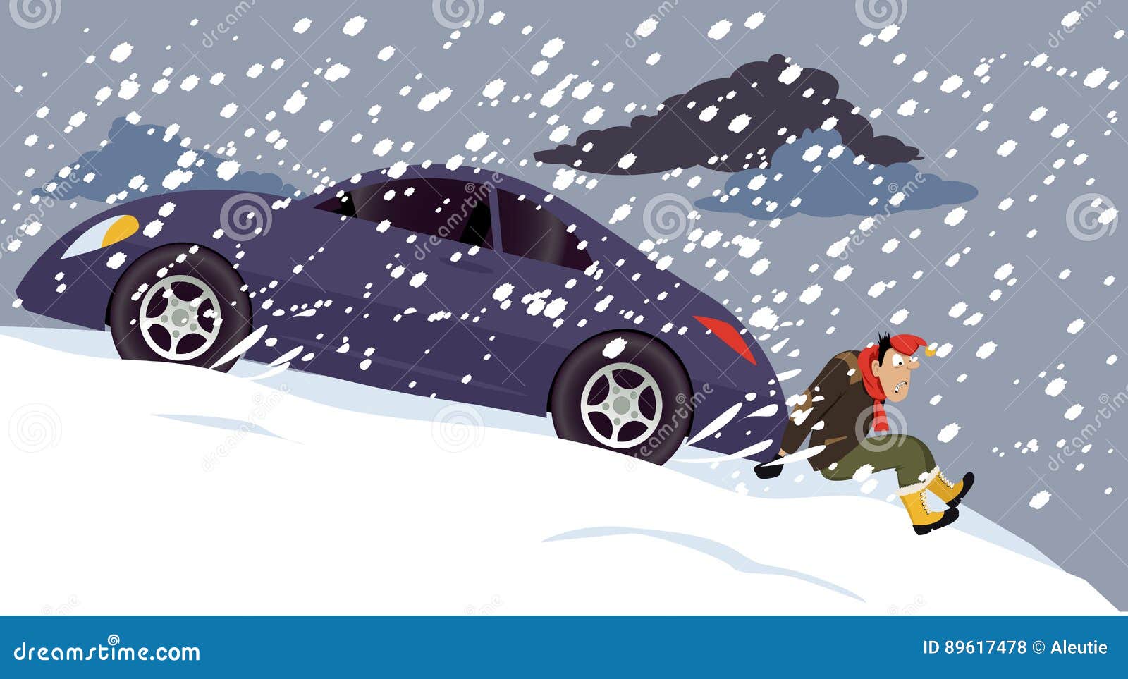 Stuck in snow stock vector. Illustration of stress, motorist - 89617478