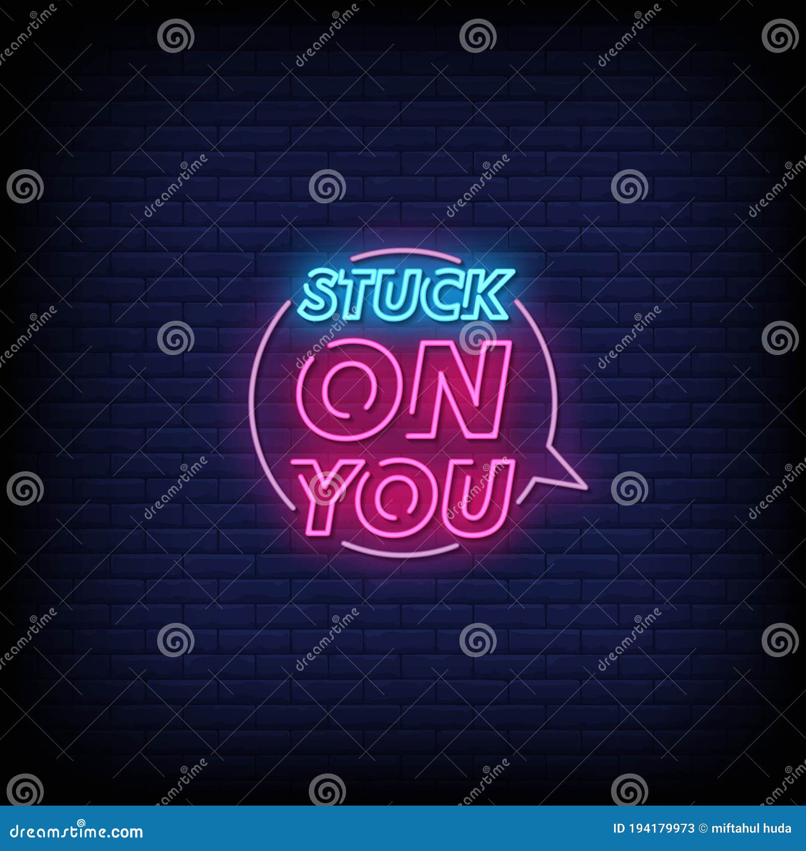 Stuck on You Neon Signs Style Text Vector Stock Vector - Illustration ...