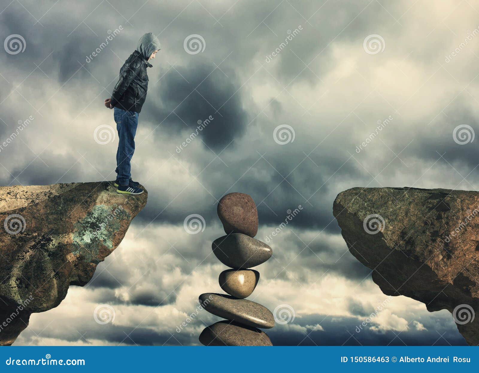 Stucked on a Stack of Stones Stock Image - Image of problem, fear ...