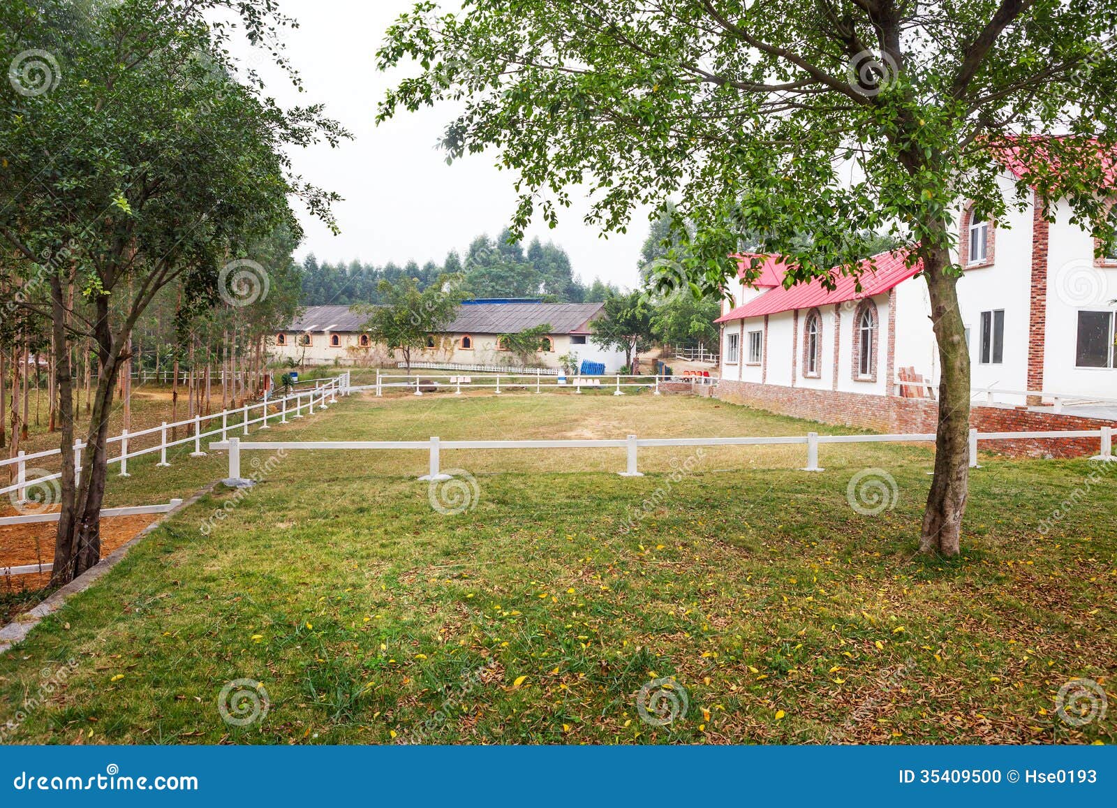 Stud farm stock photo. Image of owner, field, rail, barn - 35409500