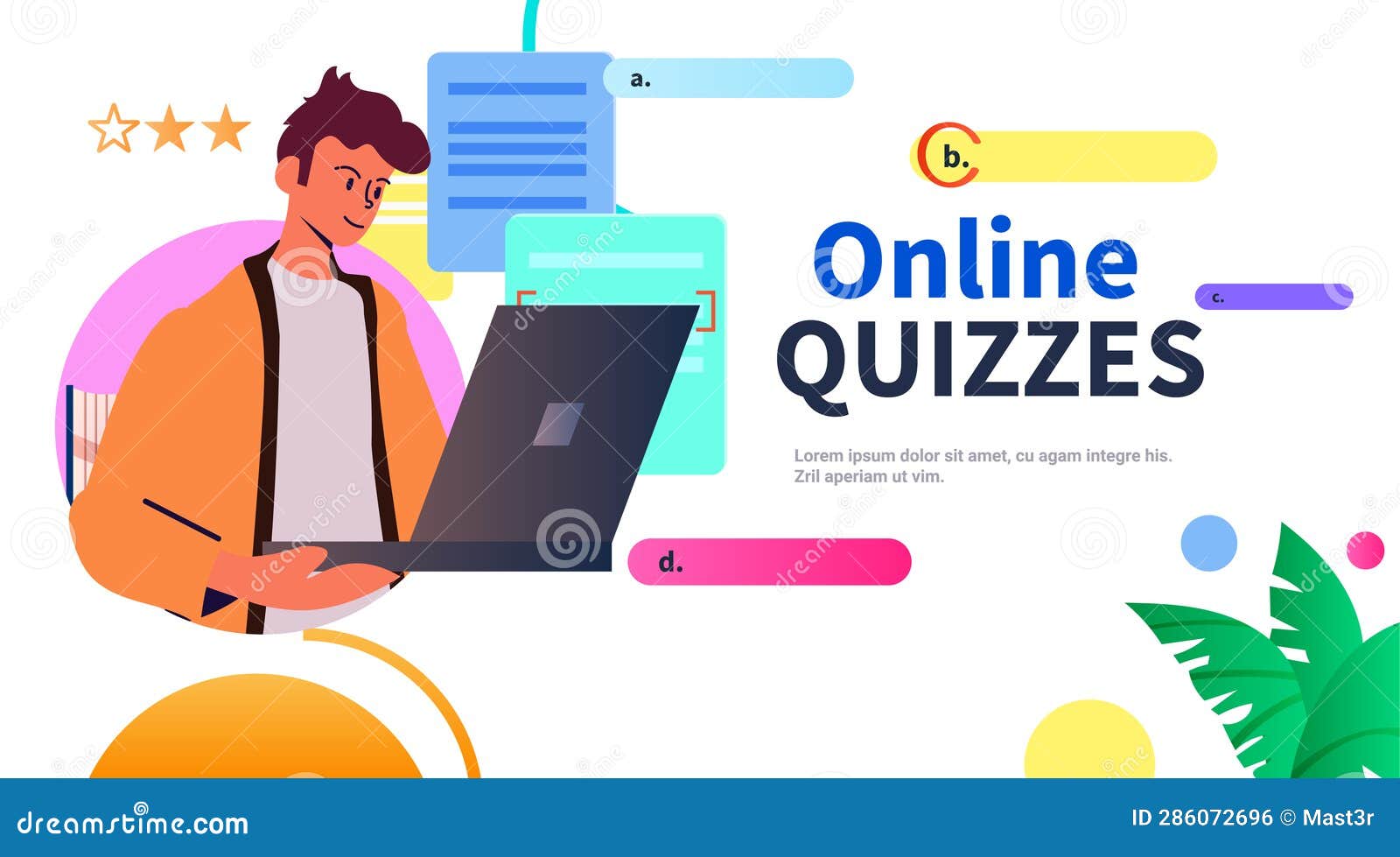 Studen Guy Chooses Correct Answer in Test Online Quiz E-learning ...