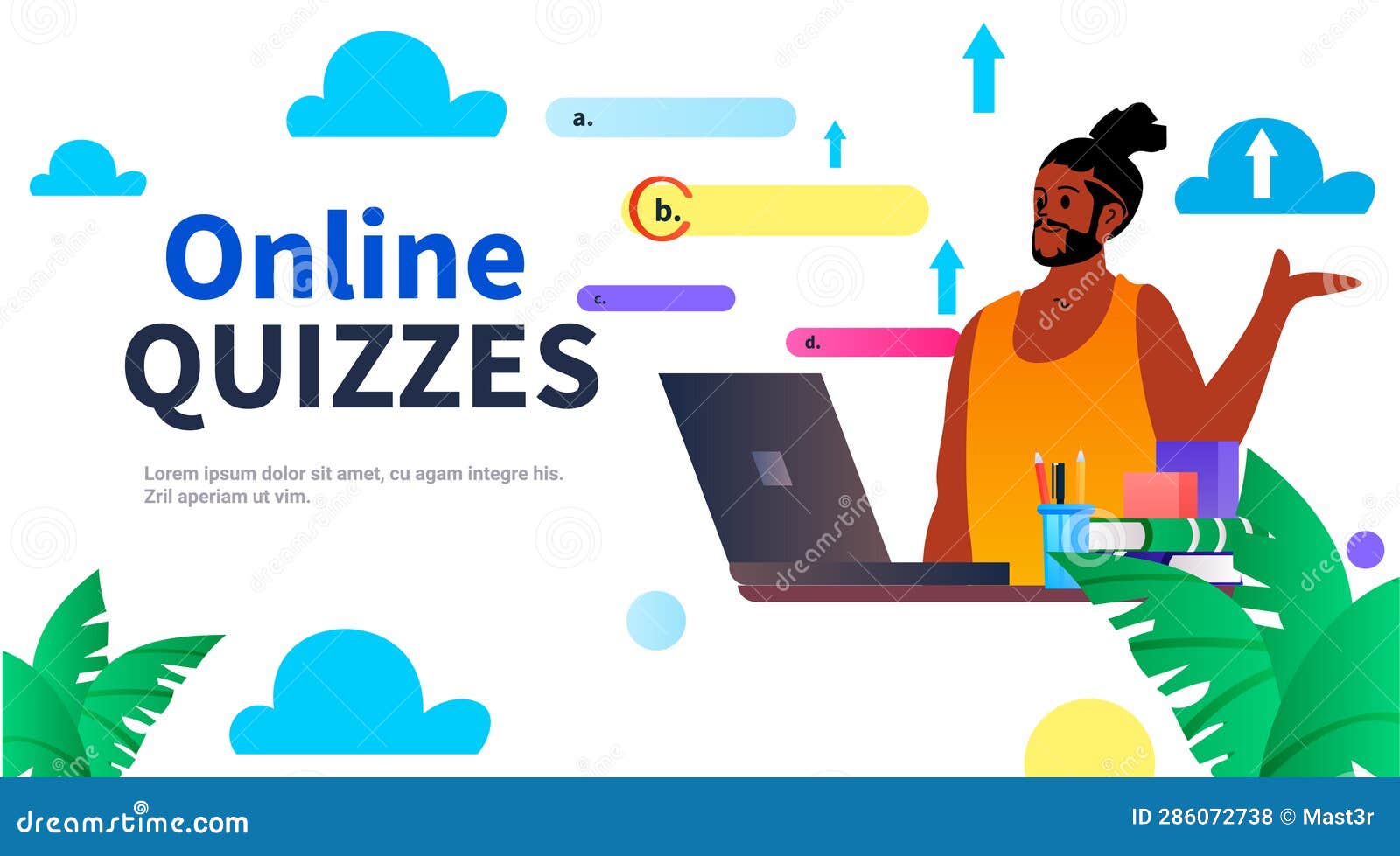 Studen Guy Chooses Correct Answer in Test Online Quiz E-learning ...