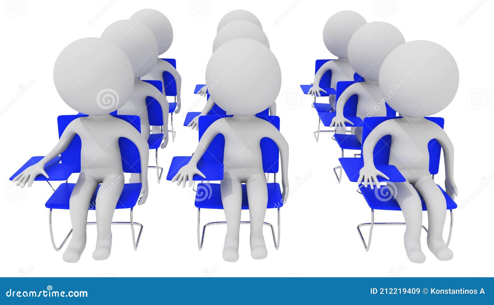 Studens Class School Chairs Attending Lesson 3d Human Characters - 3d ...