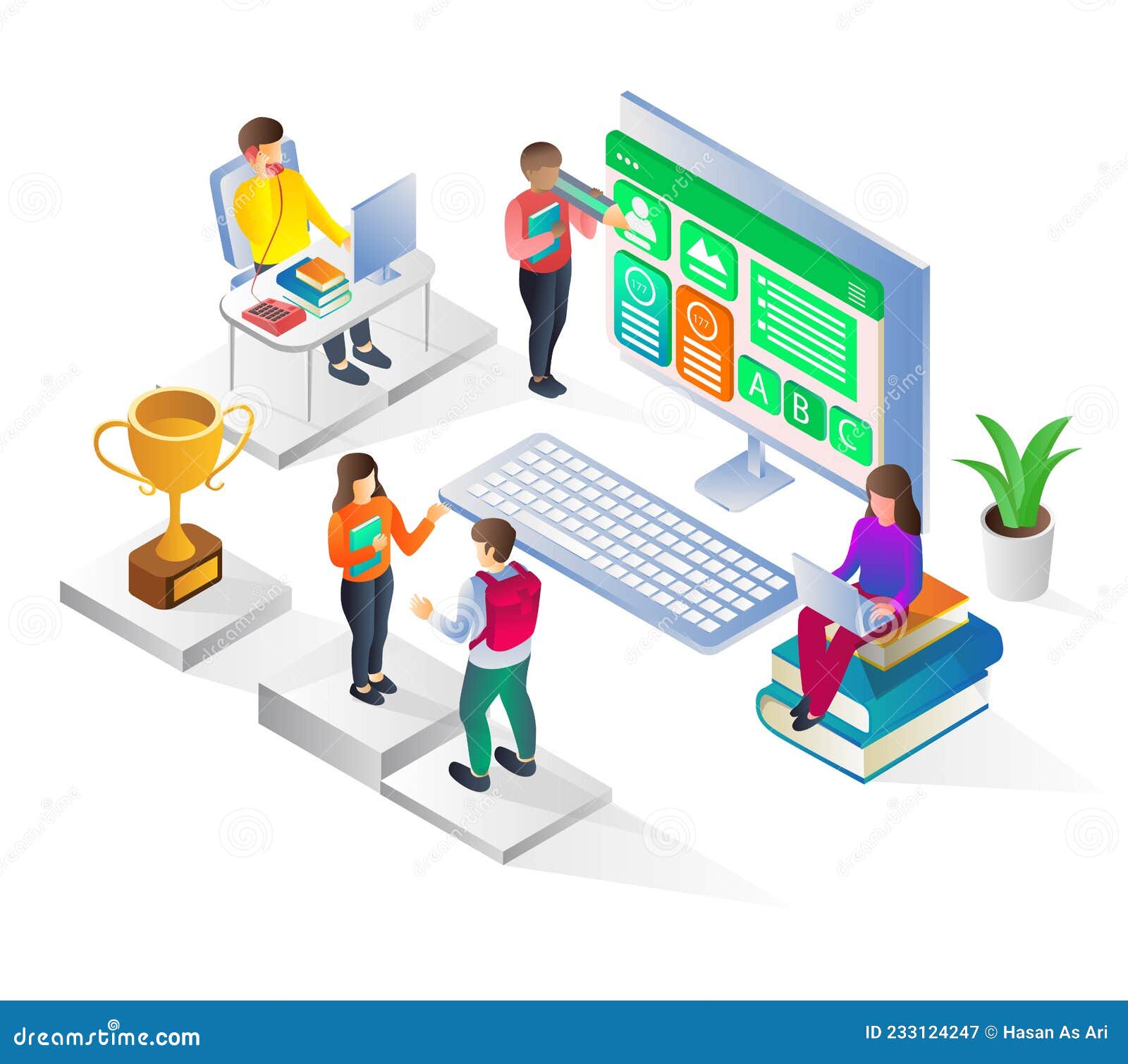 Student Activities Reading and Studying Stock Vector - Illustration of ...