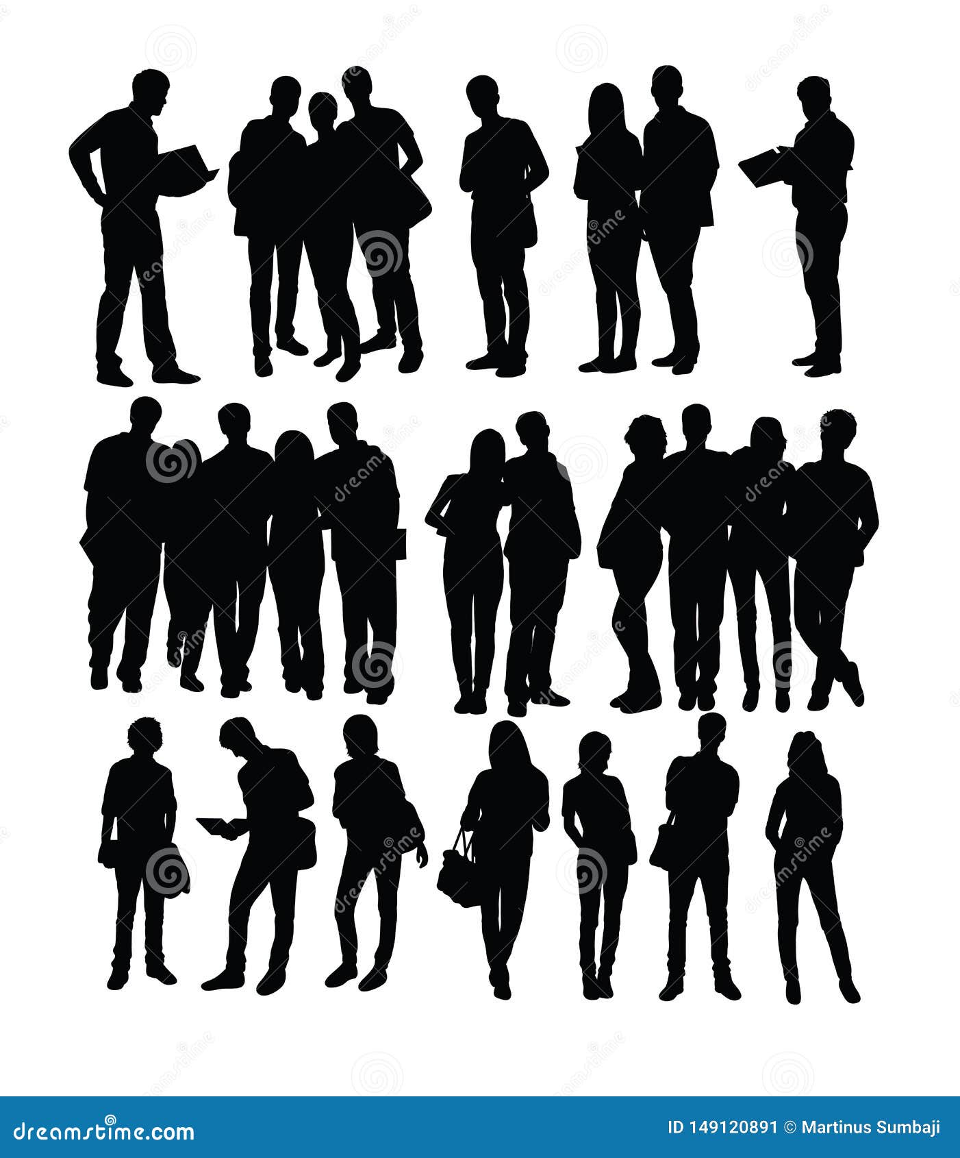 Student Activity Silhouettes Cartoon Vector | CartoonDealer.com #159652739