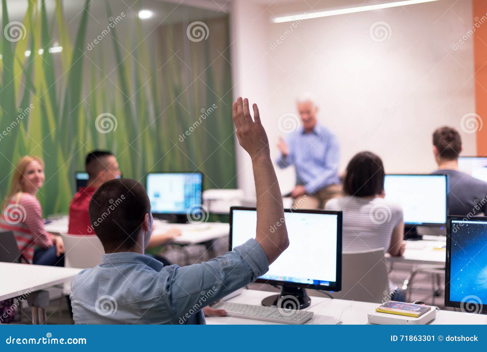 Student Answering a Question in Classroom Stock Image - Image of ...