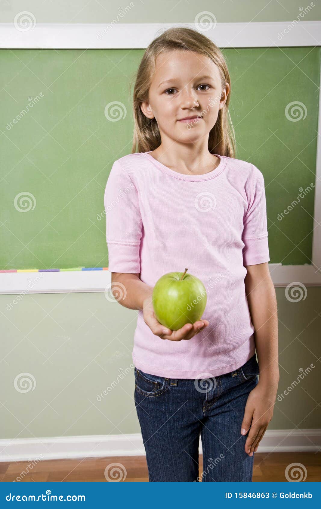 Student with Apple for Teacher Stock Image - Image of chalkboard, class ...