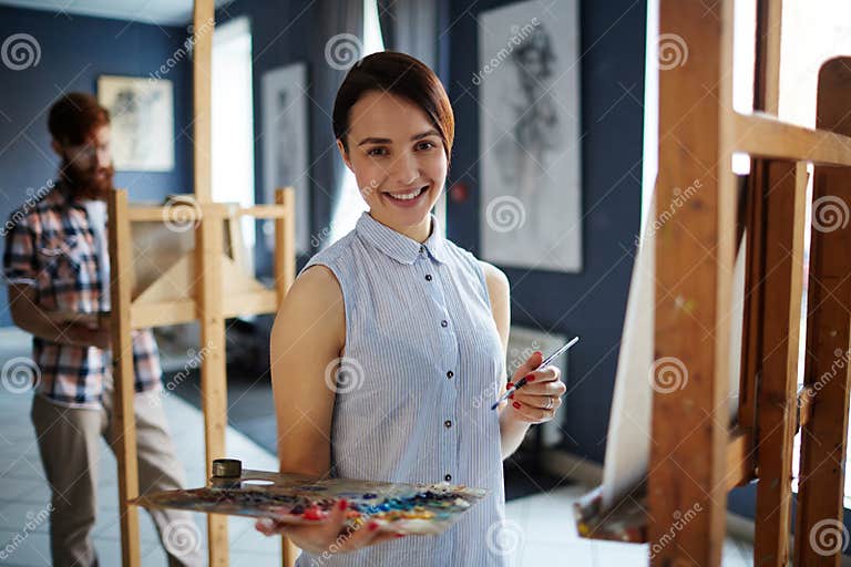 Student of art-school stock image. Image of hobby, palette - 89453845