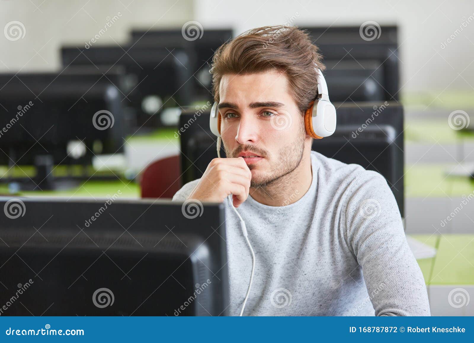 Student As Programmer with Computer Stock Photo - Image of idea, people ...