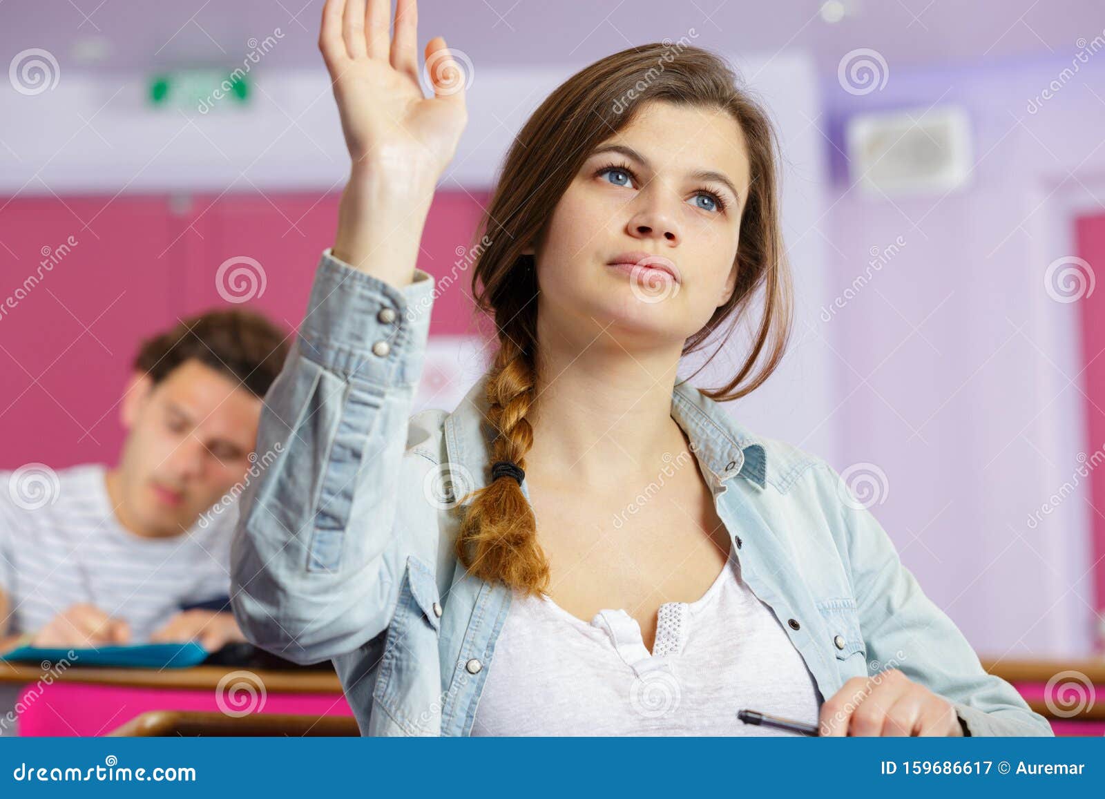 Student Asking for Floor in Classroom Stock Image - Image of classmate ...