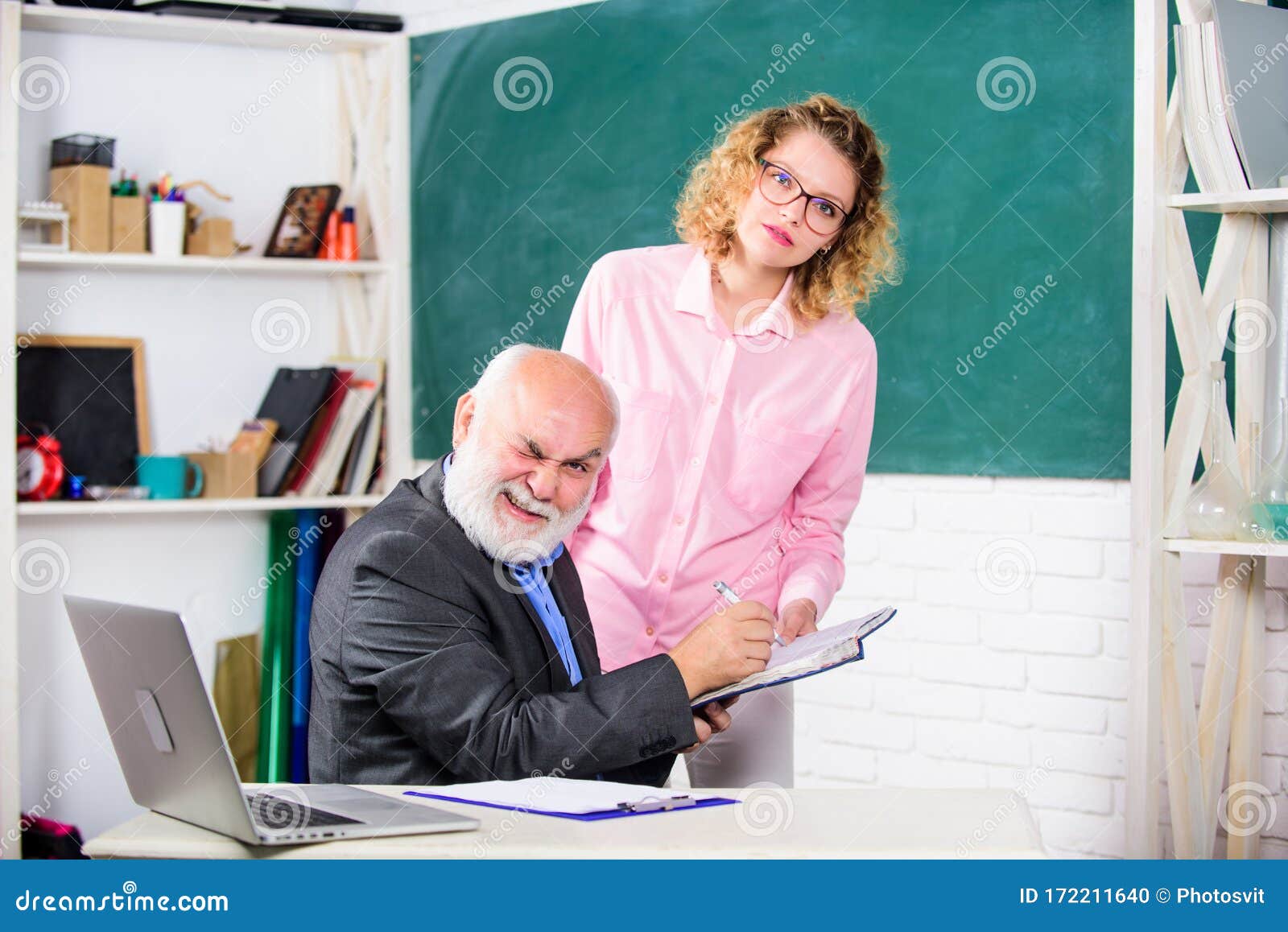 Student Asking Teacher about Task. Solving Math Tasks. School Education ...