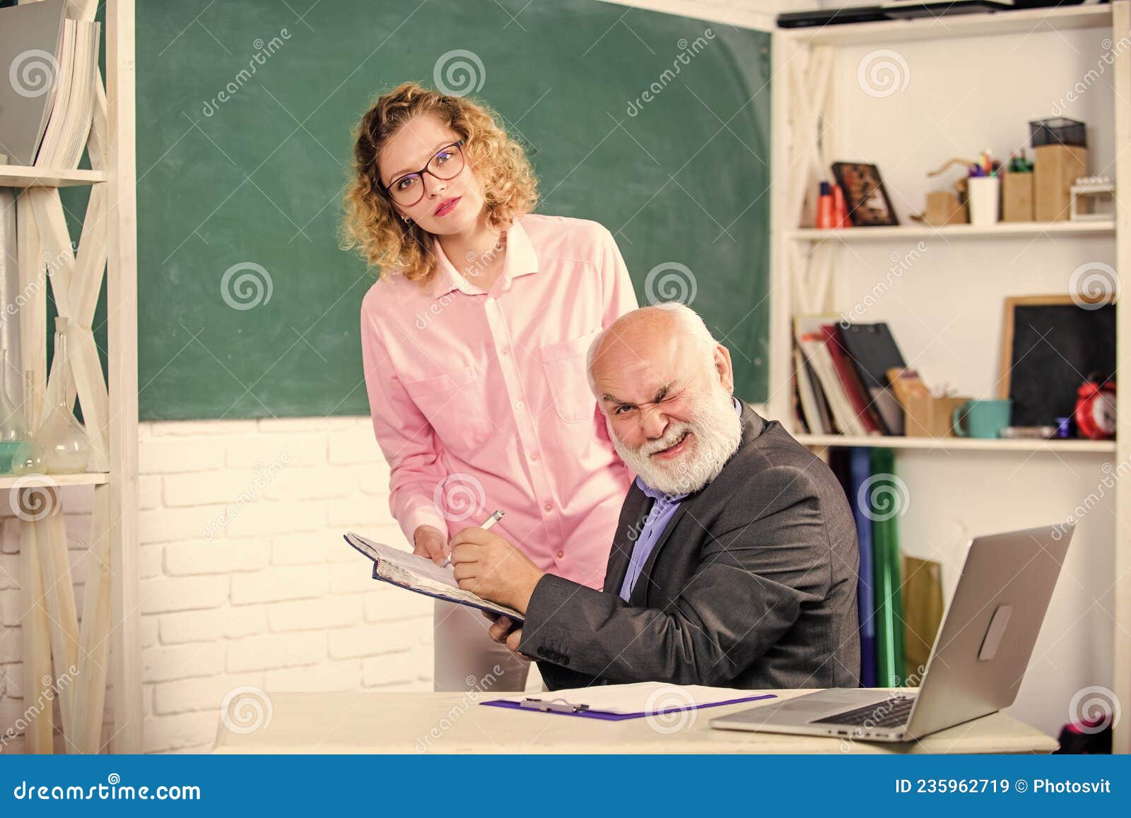 Student Asking Teacher about Task. Solving Math Tasks. School Education ...