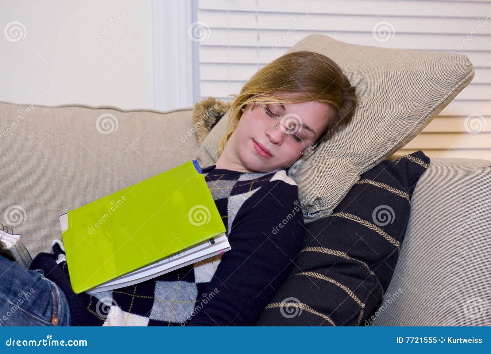 Student asleep on couch. stock image. Image of beautiful - 7721555