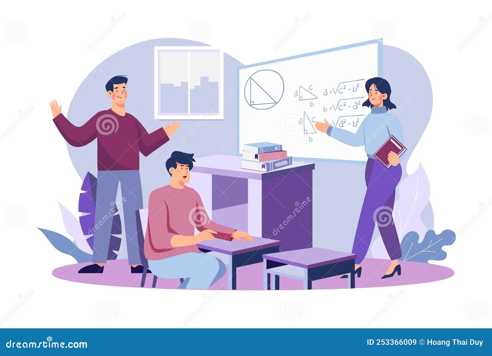 Student Attending Maths Class Illustration Concept On White Background ...