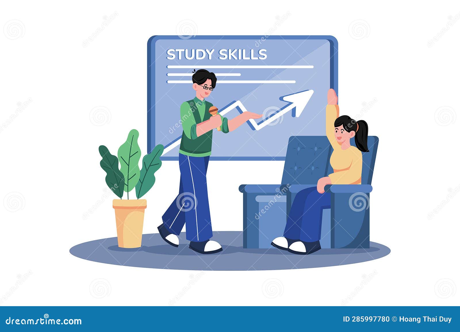 A Student Attends a Seminar on Study Skills Stock Vector - Illustration ...