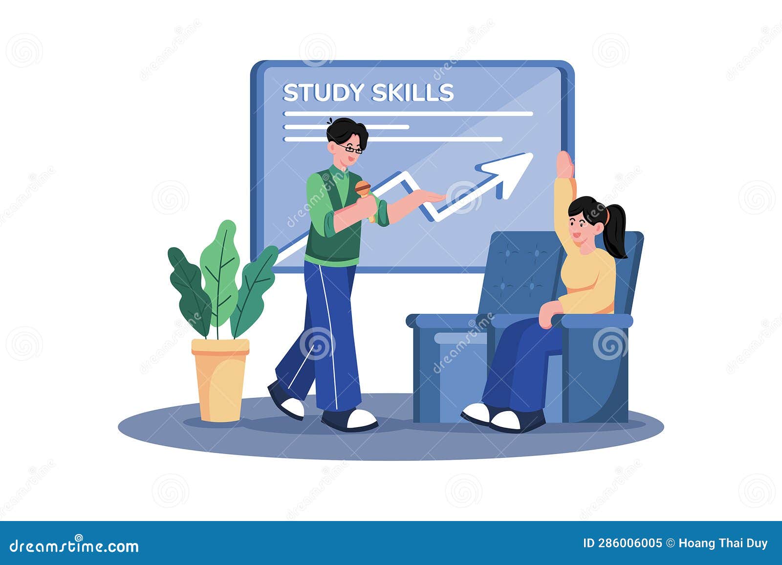 A Student Attends A Seminar On Study Skills Cartoon Vector ...
