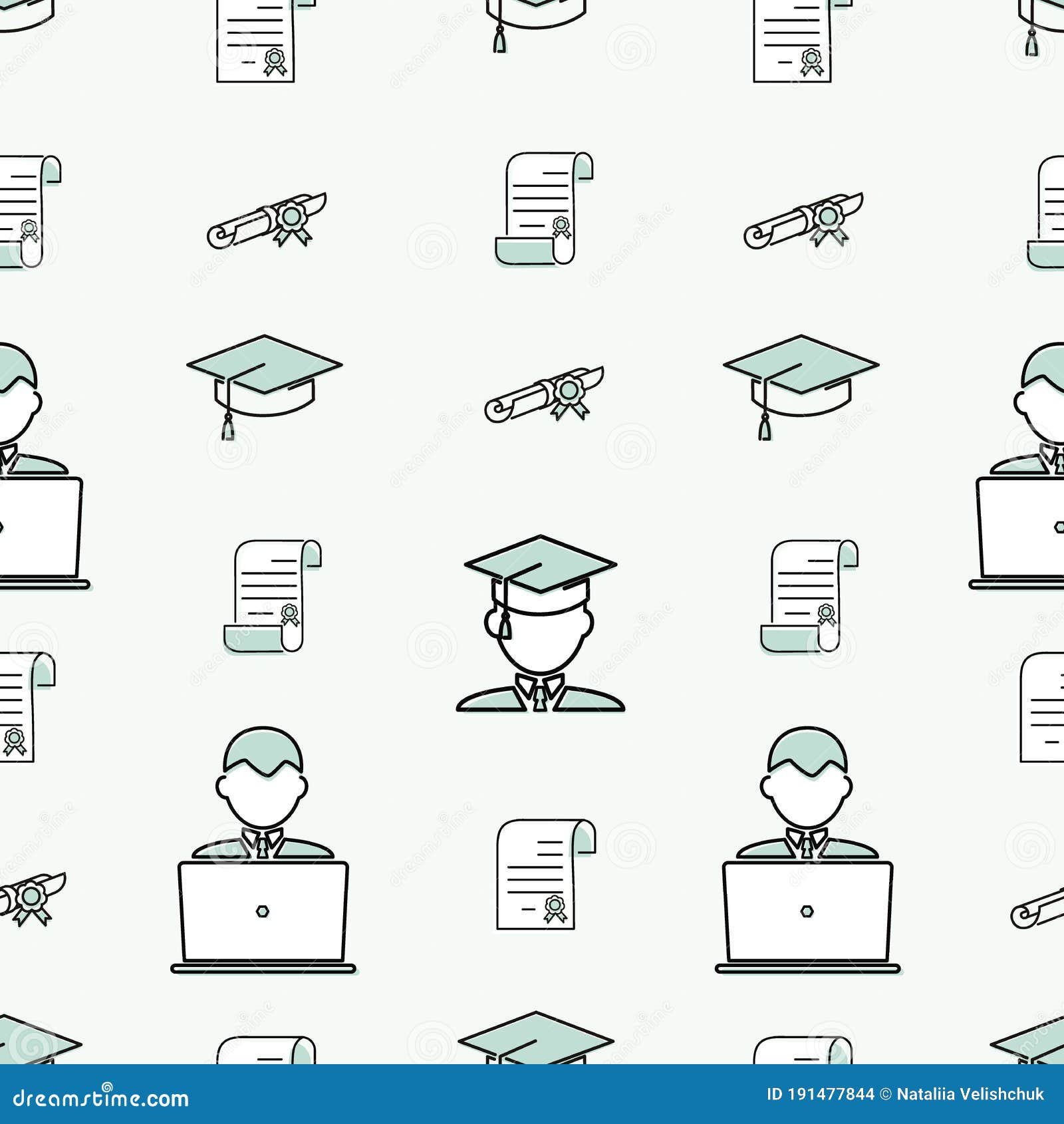 Student Attributes Pattern. Vector Line Symbols. Distance Learning ...