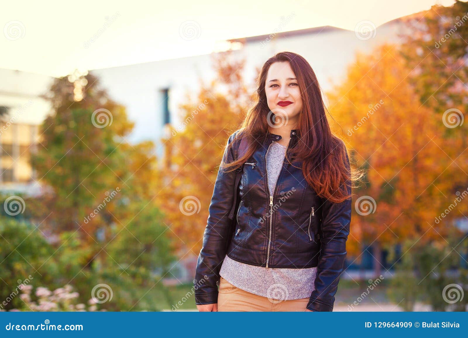 Student autumn stock image. Image of camera, city, fresh - 129664909