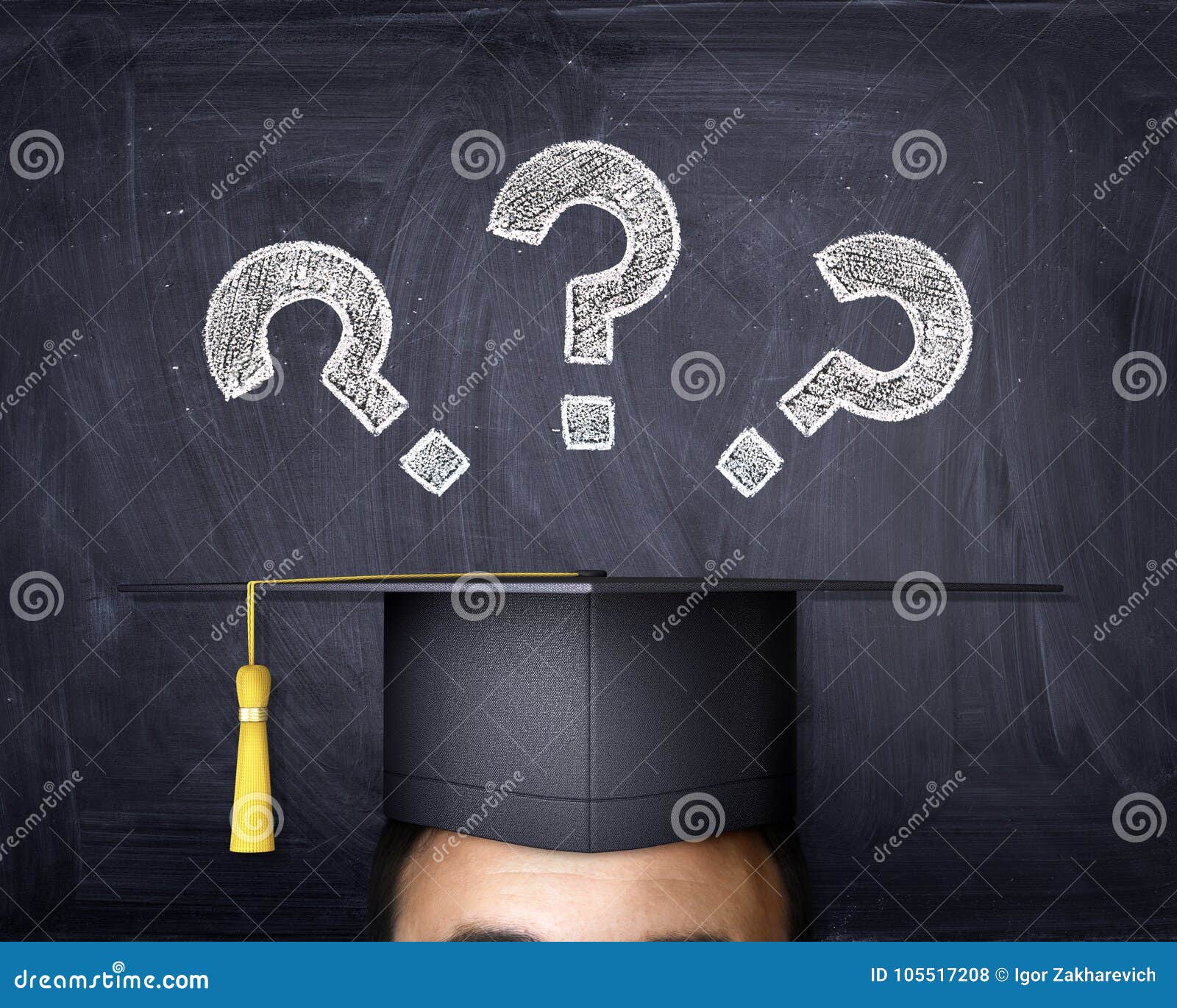 Student in the Background of the School Board Where the Question Marks ...