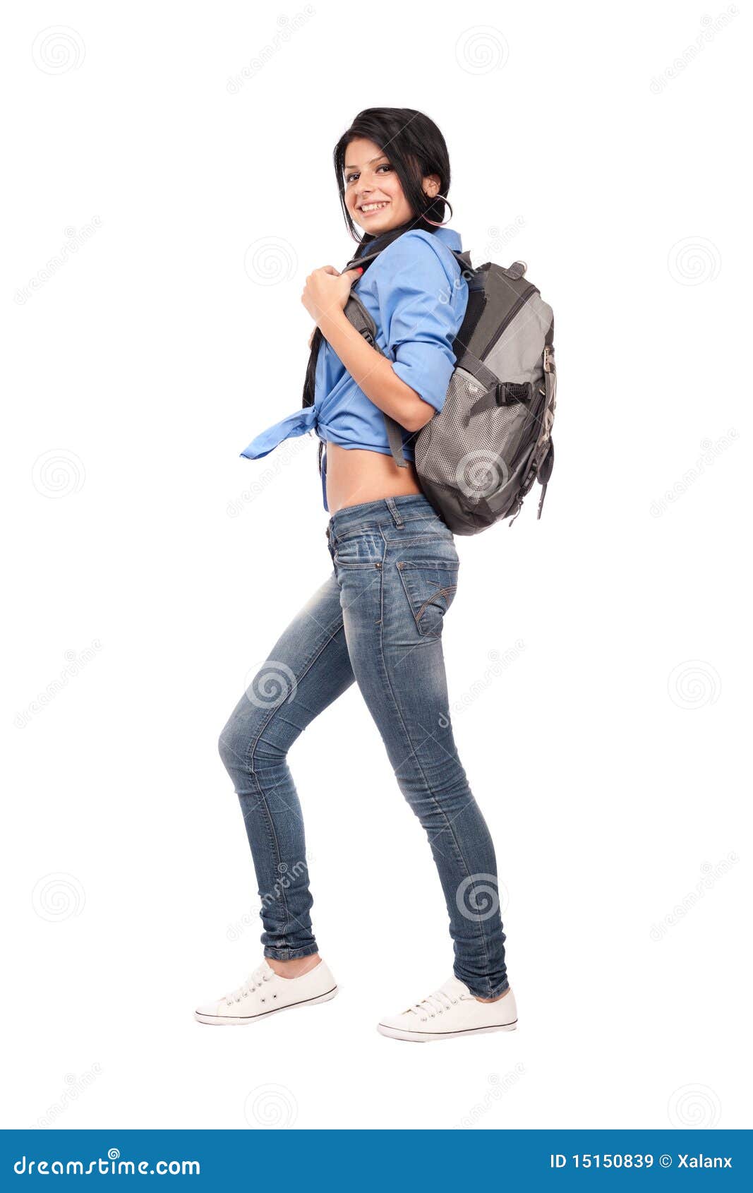 Student with backpack stock image. Image of standing - 15150839