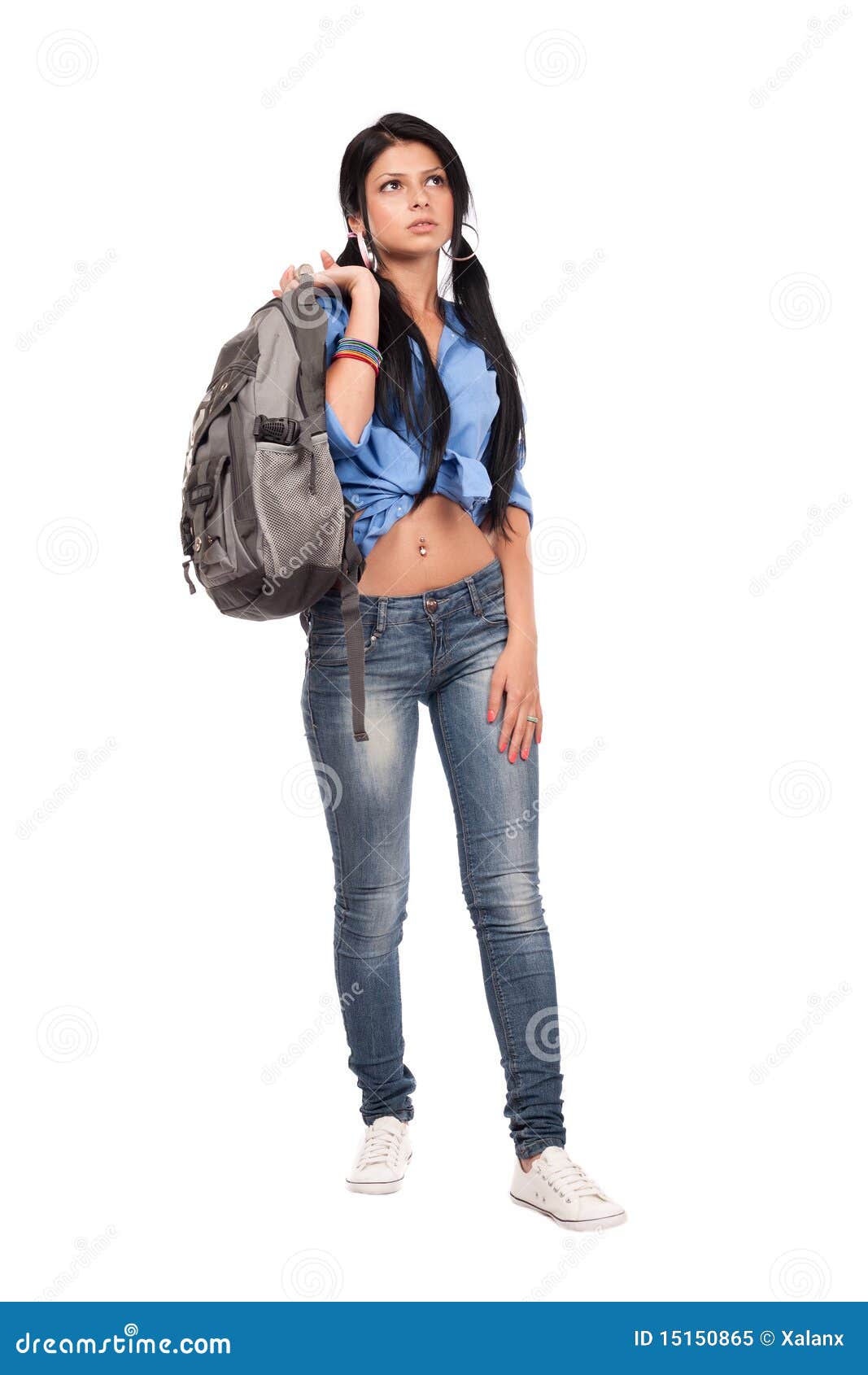 Student with backpack stock image. Image of beautiful - 15150865