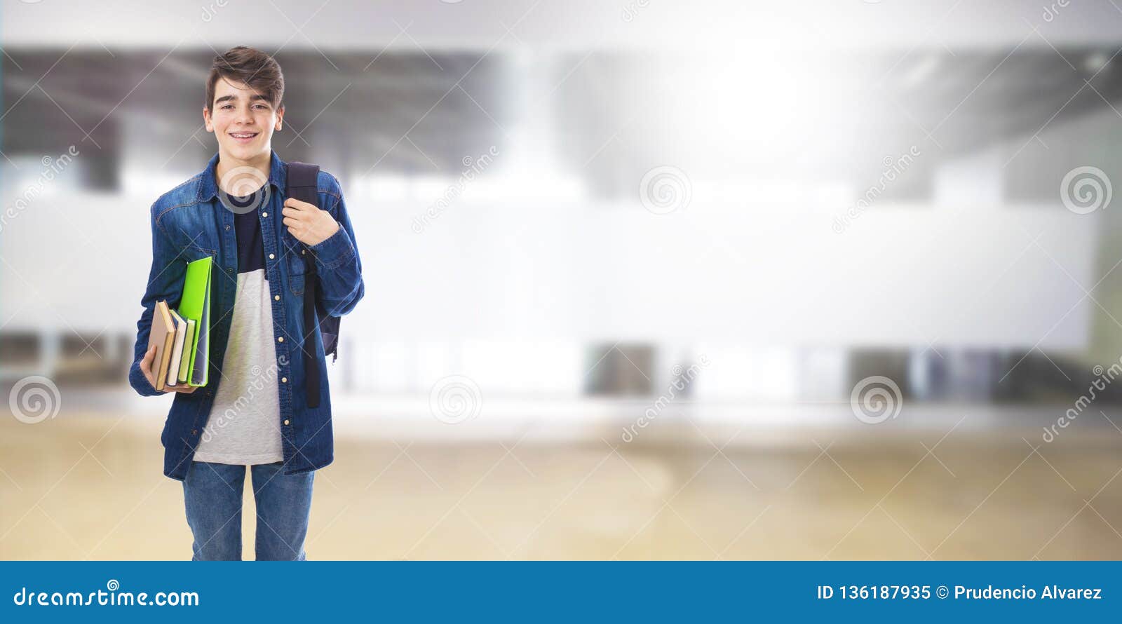 Student with backpack stock image. Image of banner, color - 136187935