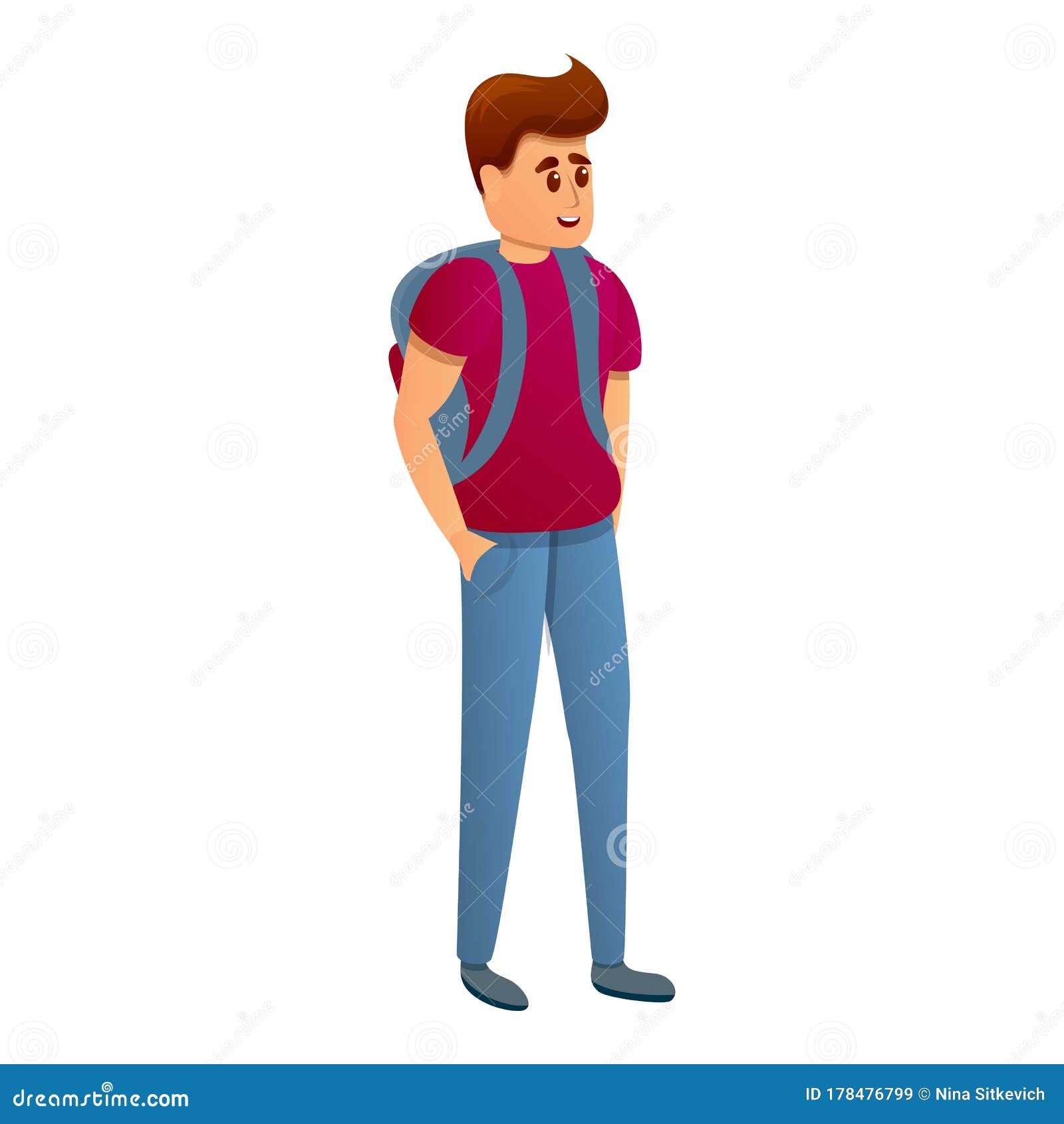 Student with Backpack Icon, Cartoon Style Stock Vector - Illustration ...