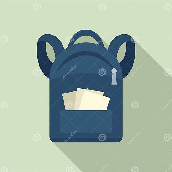 Student Backpack Icon, Flat Style Stock Illustration - Illustration of ...