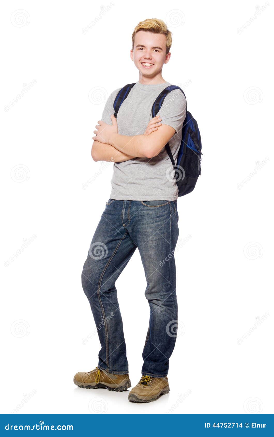 Student with Backpack Isolated Stock Photo - Image of rucksack, hiker ...
