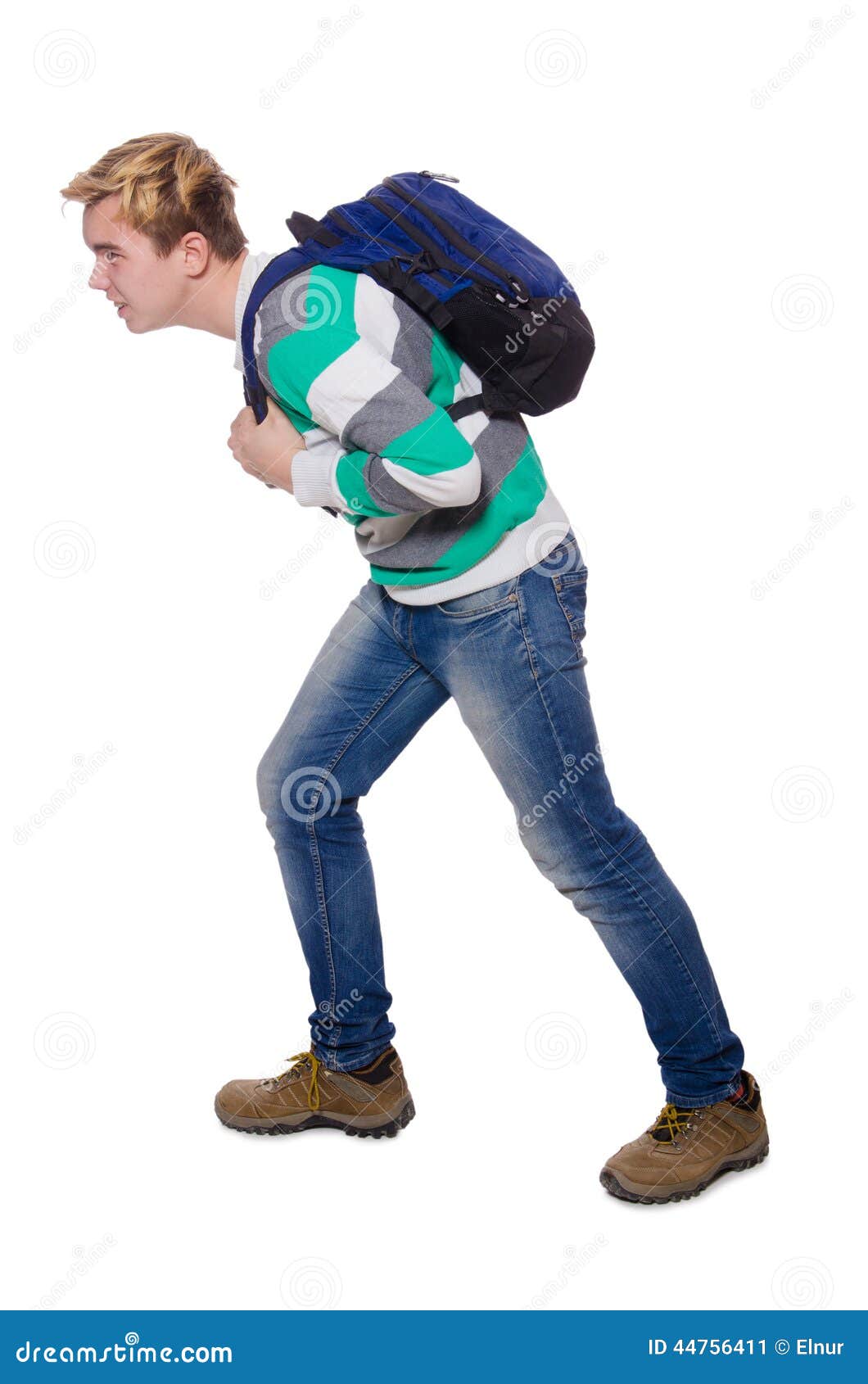 Student with Backpack Isolated Stock Image - Image of holding, humorous ...