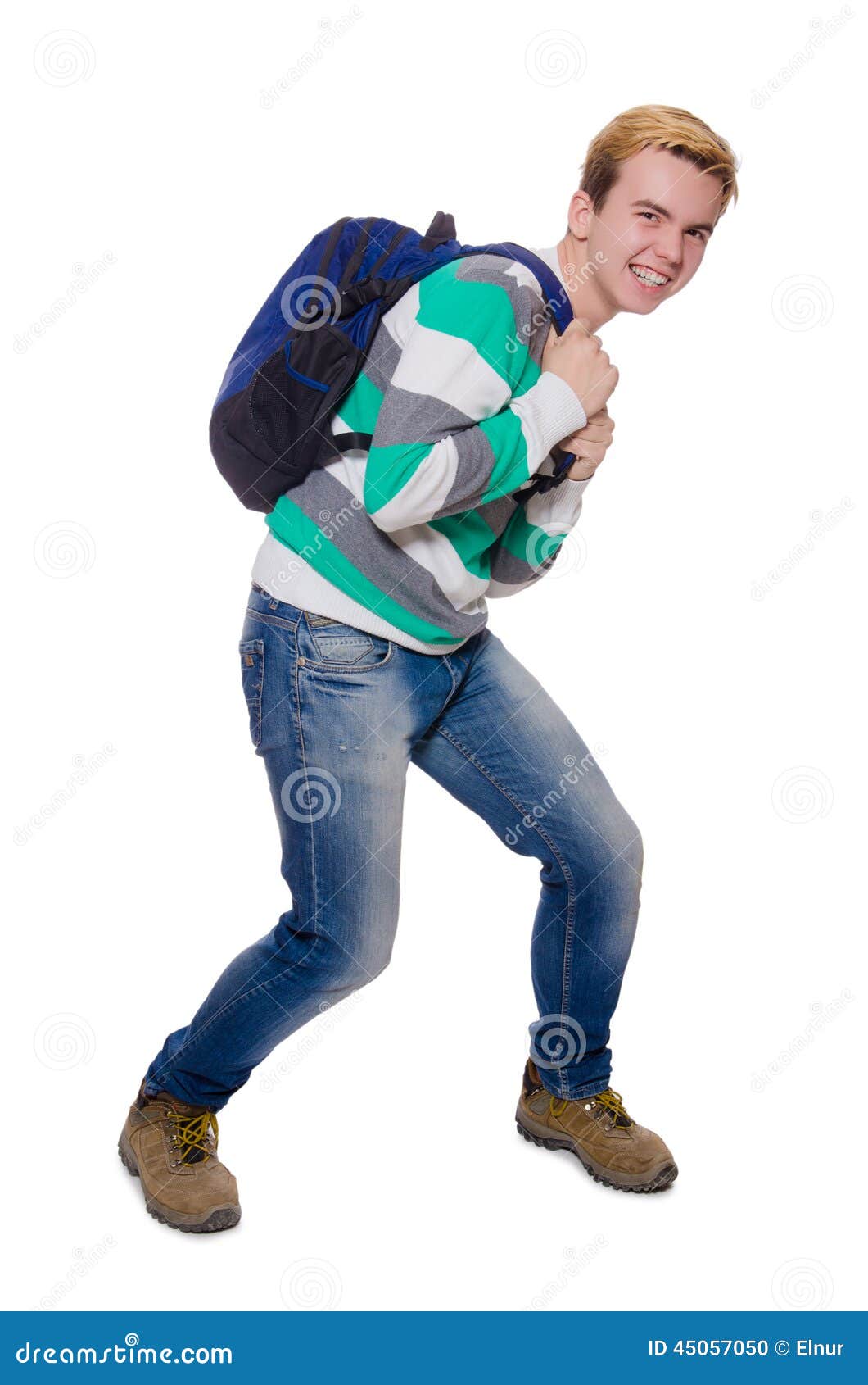 Student with Backpack Isolated Stock Photo - Image of casual, book ...