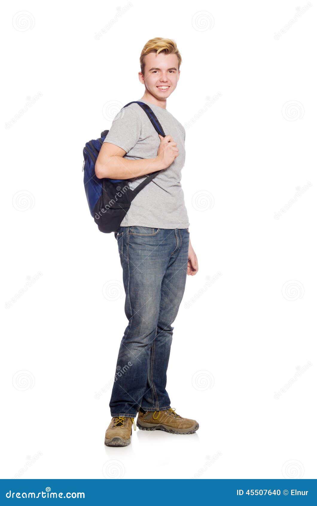 Student with Backpack Isolated Stock Photo - Image of books, book: 45507640